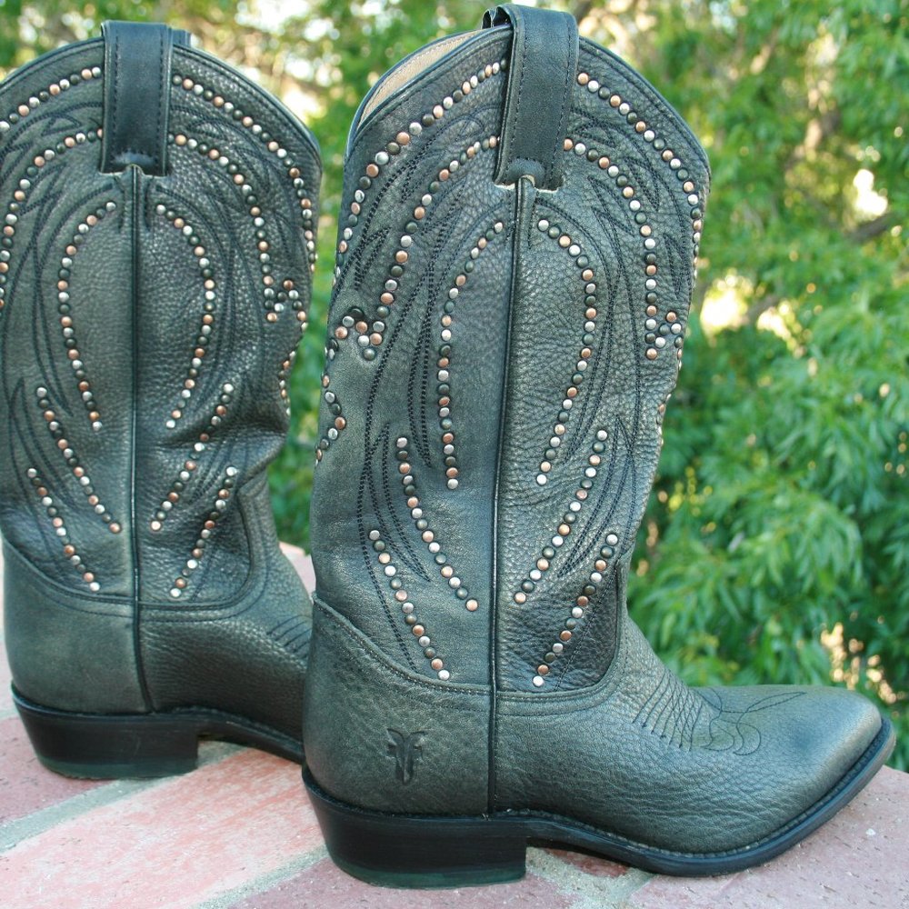 Frye Billy Studded Leather Cowboy Boots Women's Weste… - Gem